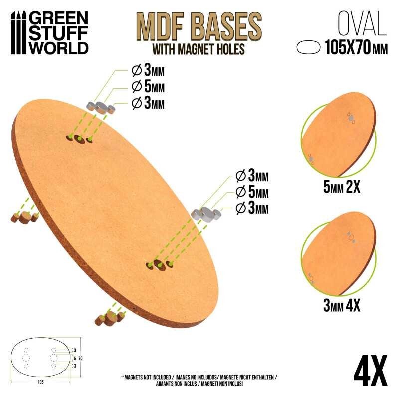 4x MDF Bases - Oval 105x70mm - Thickness 3mm AOS Basing Laser Cut ...