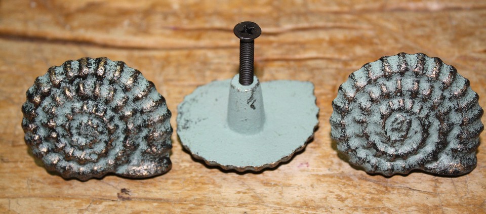 6 Cast Iron NAUTICAL Sea Shell Style Drawer Pull Barn Handle Door ...