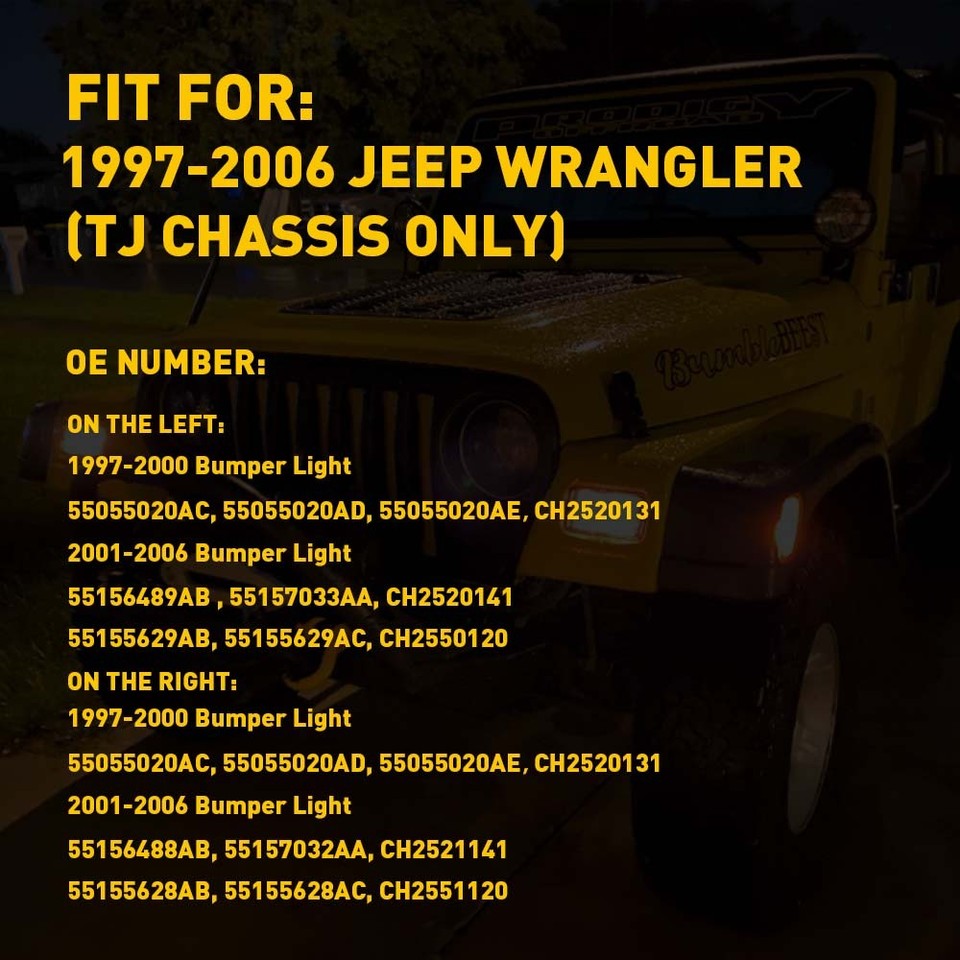 For 1997-2006 Wrangler Jeep TJ Smoke Bumper Fender Signal Side Marker ...