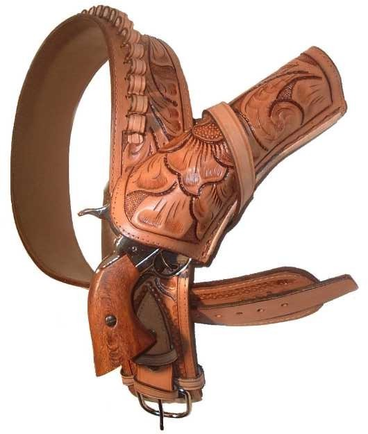 Holster Western Leather Gun Cowboy Revolver Belt Pistol Brown Hand Made ...