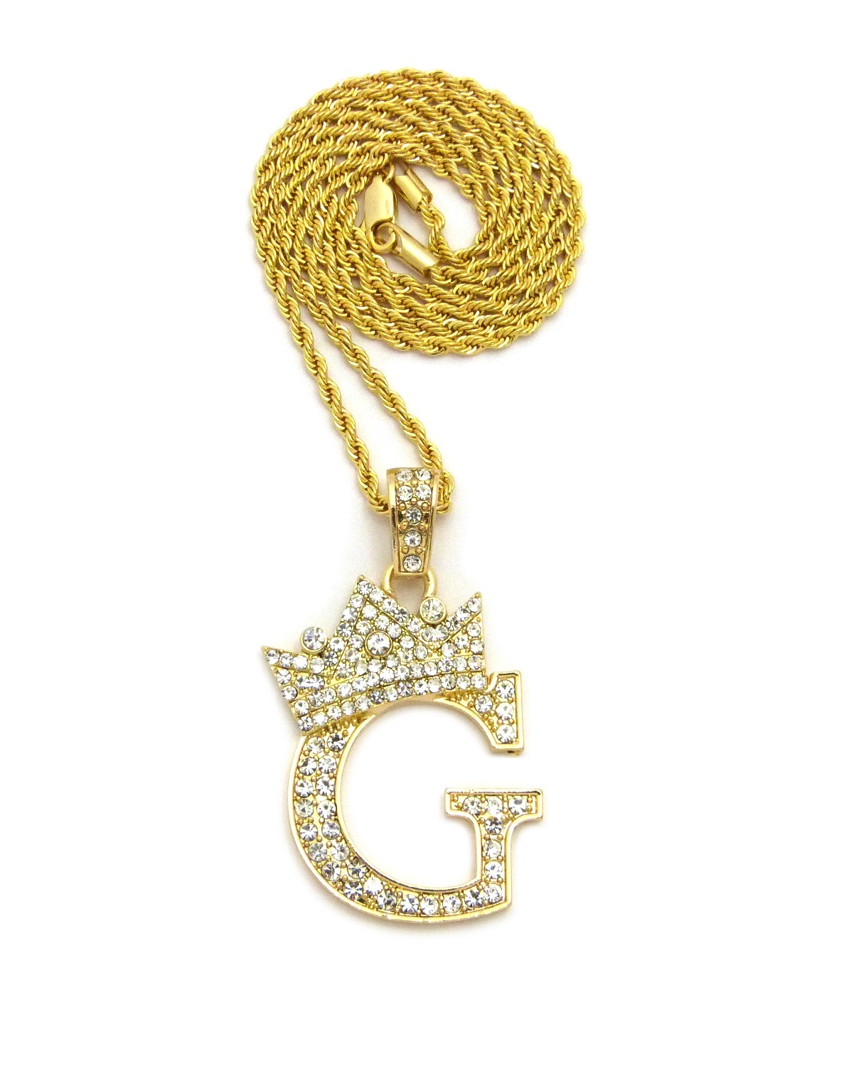 NEW KING 'G' PENDANT & 24" BOX/CUBAN/ROPE/FOX CHAIN HIP HOP NECKLACE ...