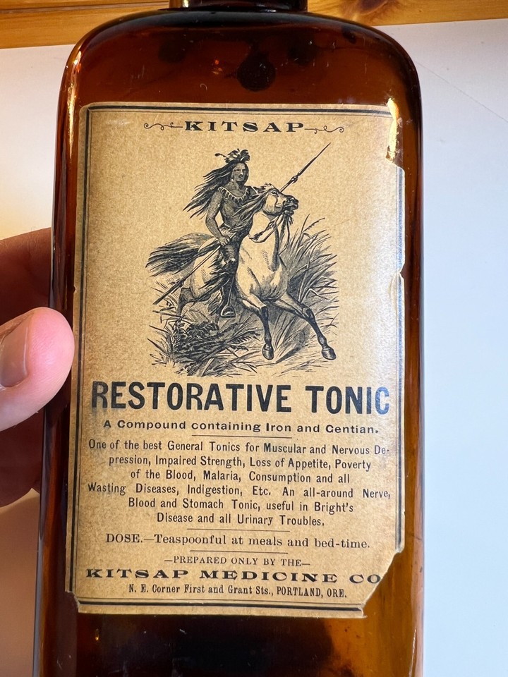 Antique Kitsap Restorative Tonic Bottle w/ Label Portland Oregon ...