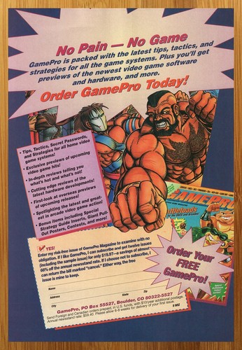1993 Gamepro Magazine Print Ad/Poster Street Fighter Battletoads Video ...