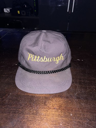 Pittsburgh Steelers NFL Black Yellow Script Vintage Hat Cap w Rope 90s ...