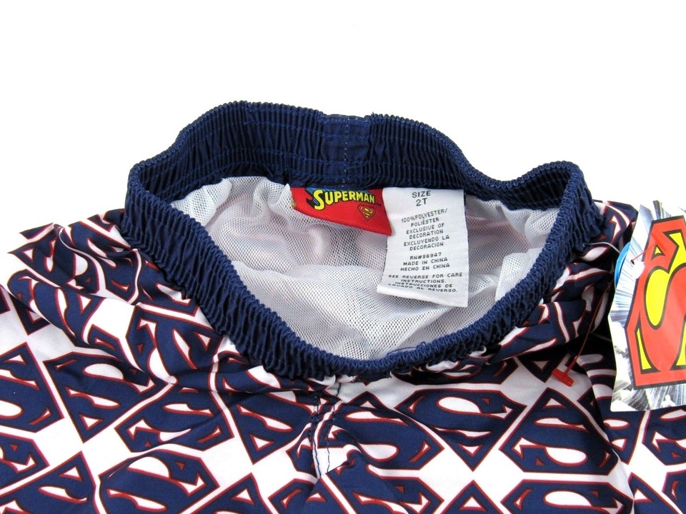 Dc Comics Toddler Boys Superman Swim Trunks Navy/White Size 2T New | eBay