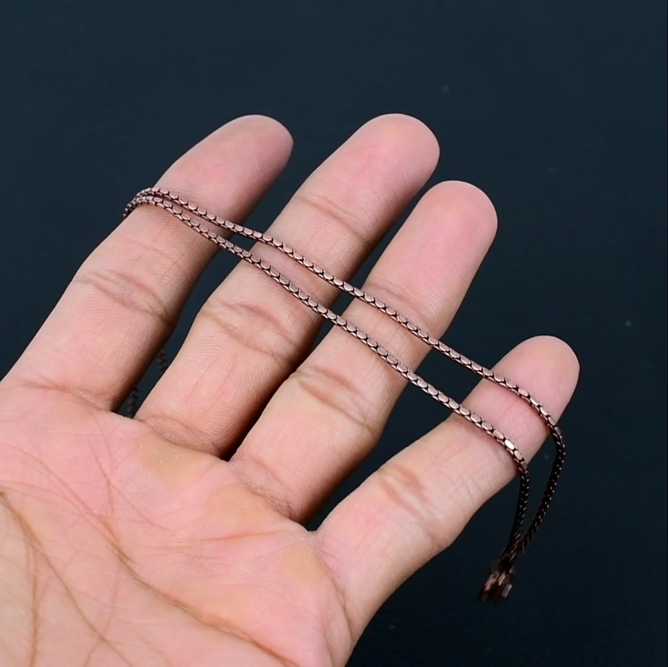 100% Oxidized Pure Copper Box Chain Herringbone Necklace Gift For ...