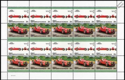 1939 MASERATI 8 CTF BOYLE Race Car 20-Stamp Sheet Auto 100 Leaders of ...