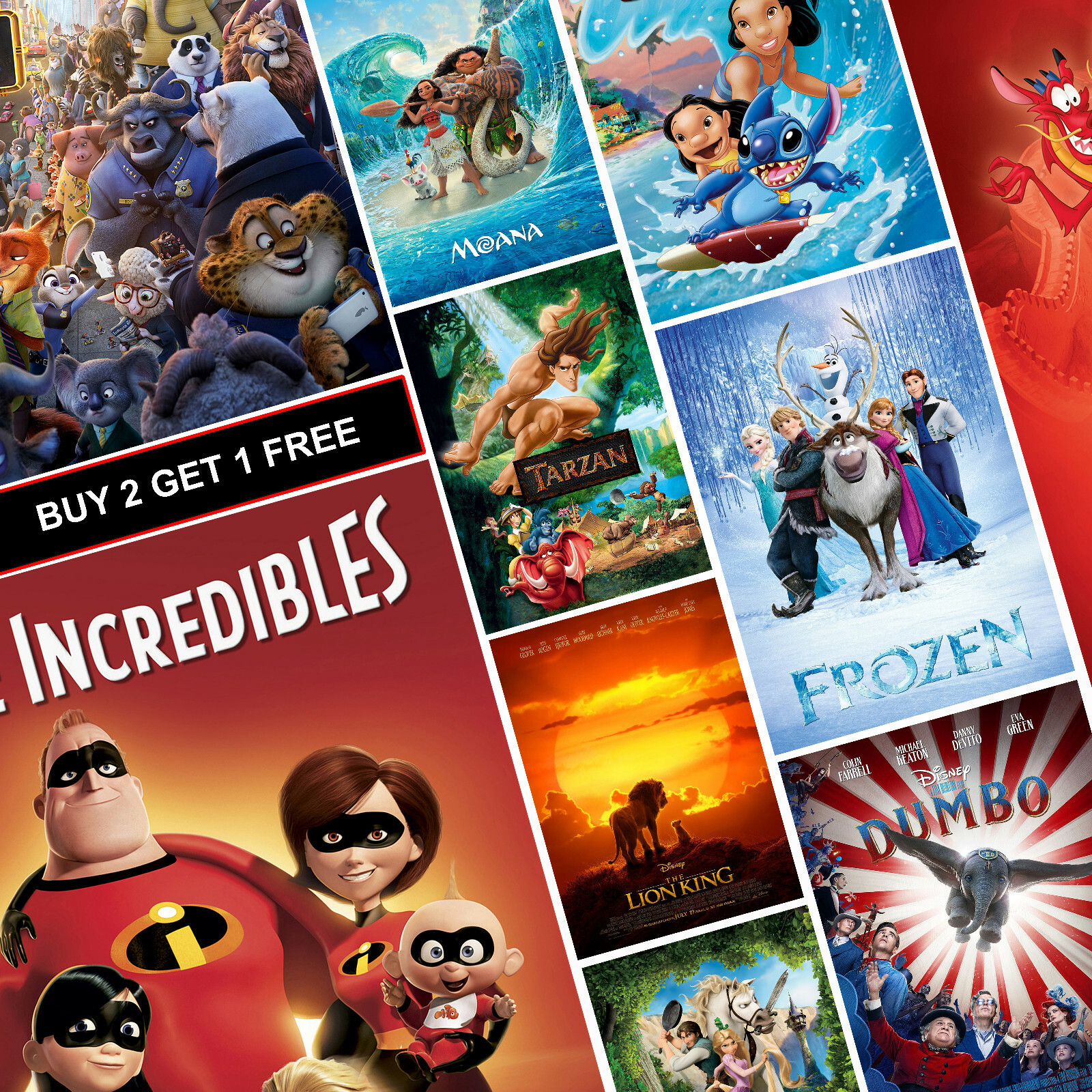 Best Disney Movie Posters A4 A3 HD Prints Frozen Zootopia Moana The ...