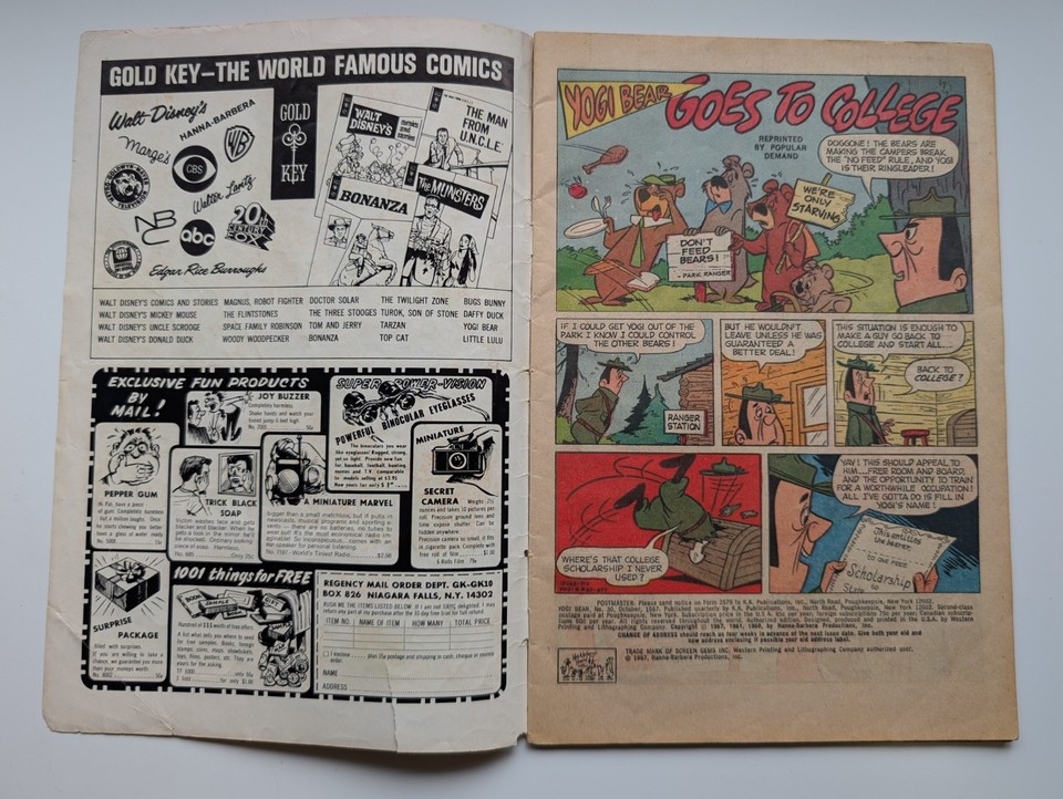 Yogi Bear 30 1967 Gold Key Silver Age Hanna Barbera Cartoon Comic | eBay