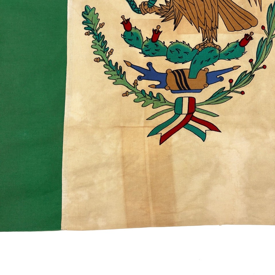 Vintage Cotton Mexico Flag Cloth Eagle Sewn Mexican Textile Art ...
