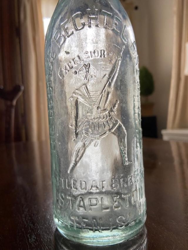 PRE-PRO GEORGE BECHTEL BREWING GLASS BLOB BEER BOTTLE STAPLETON STATEN ...