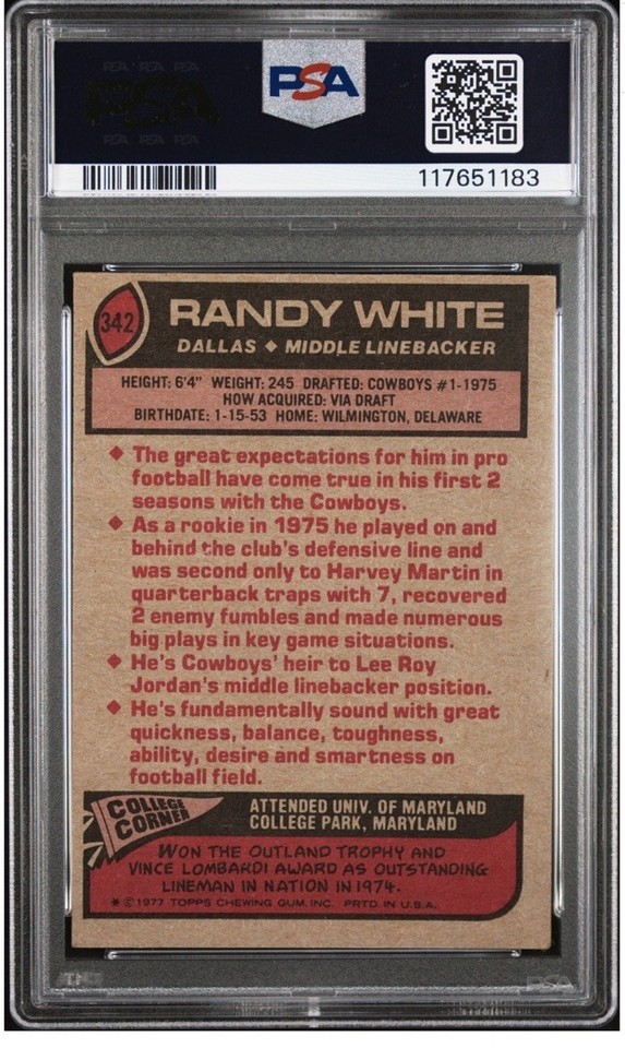 1977 Randy White #342 Topps PSA 6 Dallas Cowboys | eBay