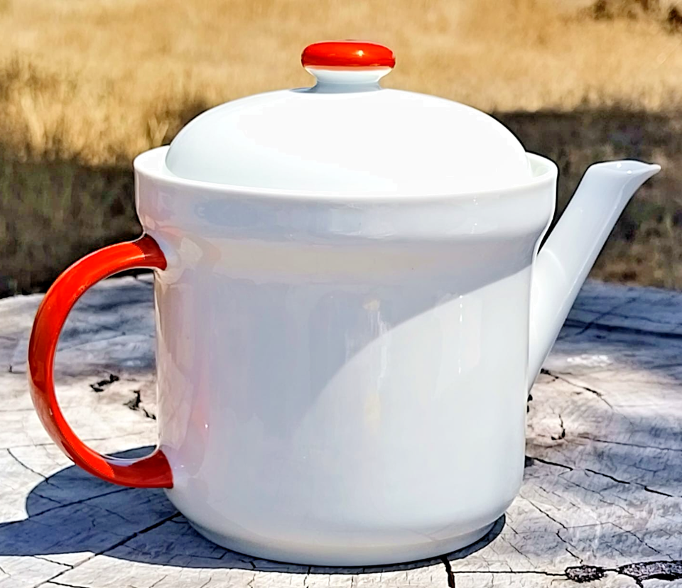 Vintage Richard Ginori Retro Style Teapot White and Red Made Italy EX ...