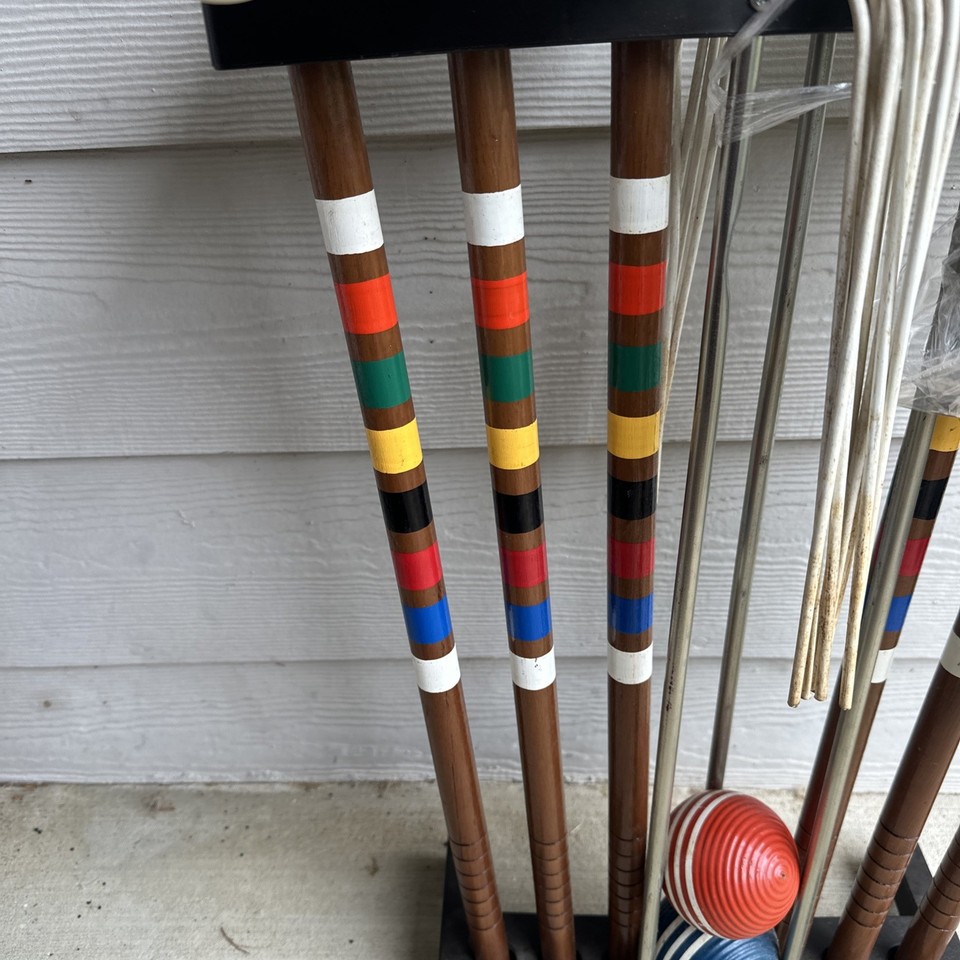 Vintage~Forster~Wood Croquet Set w/Stand 6 Players Made In USA | eBay