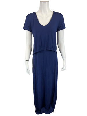 Lisa Rinna Collection Regular Knit Maxi Dress with Overlay Blue Indigo ...