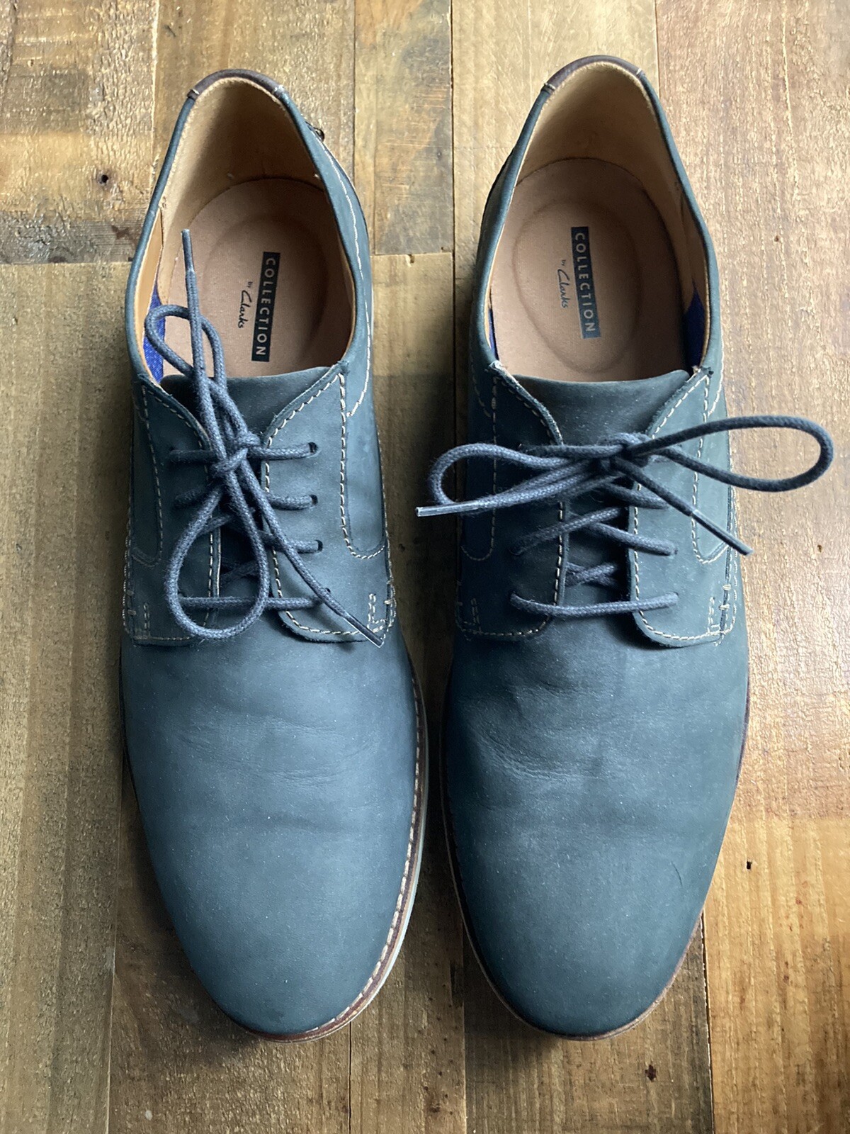 CLARKS Raharto Navy Leather Lace Up Oxfords Shoes Size 10.5 M | eBay