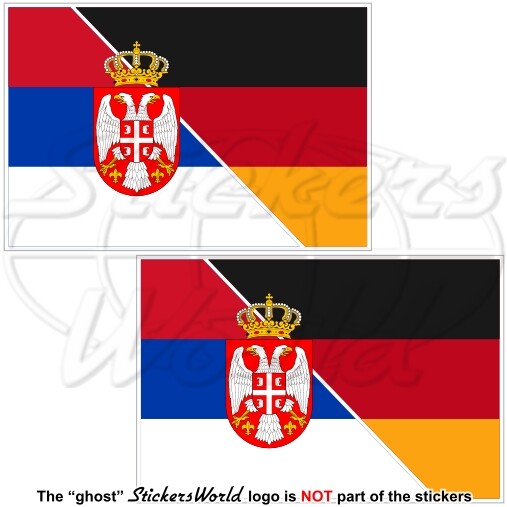 SERBIA-GERMANY Serbian-German Flag 75mm Vinyl Bumper-Helmet Stickers ...