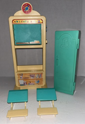 Vintage Mattel Barbie 1990's School Kelly Desks Chalkboard And Locker ...