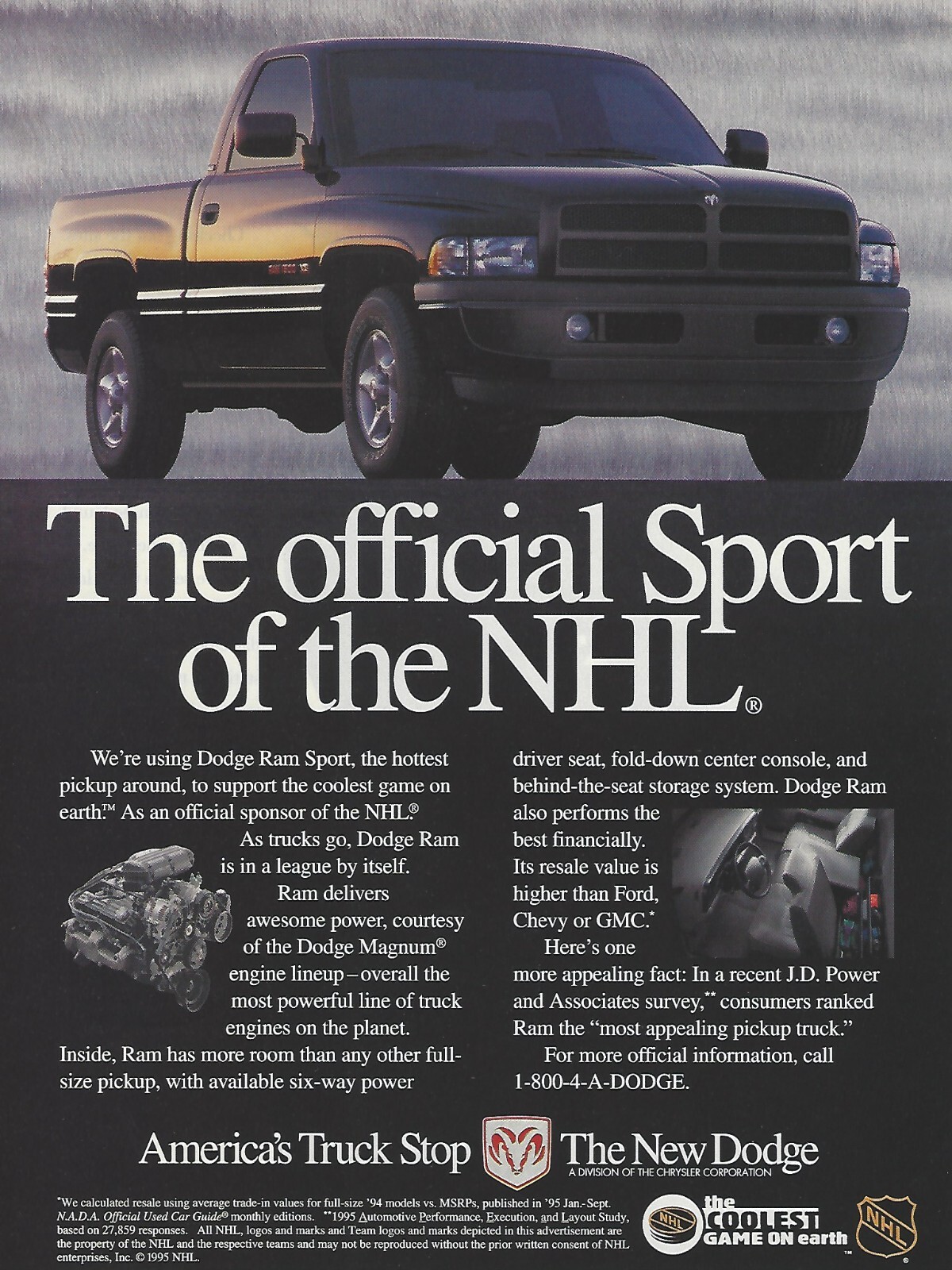 1995 Dodge Ram Sport Pickup Truck Magnum NHL vintage PRINT AD ...