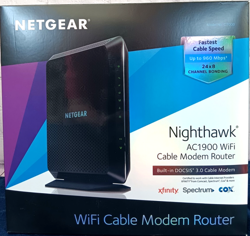 NETGEAR Nighthawk AC1900 WiFi Cable Modem Router Model C7000 DOCSIS 3.0 ...