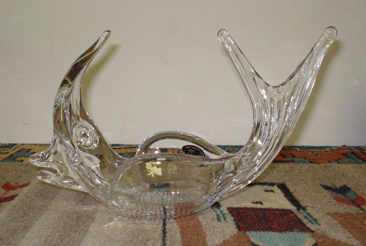 Mid Century Chalet / Riekes Clear Lead Crystal Fish Candy Bowl Art ...