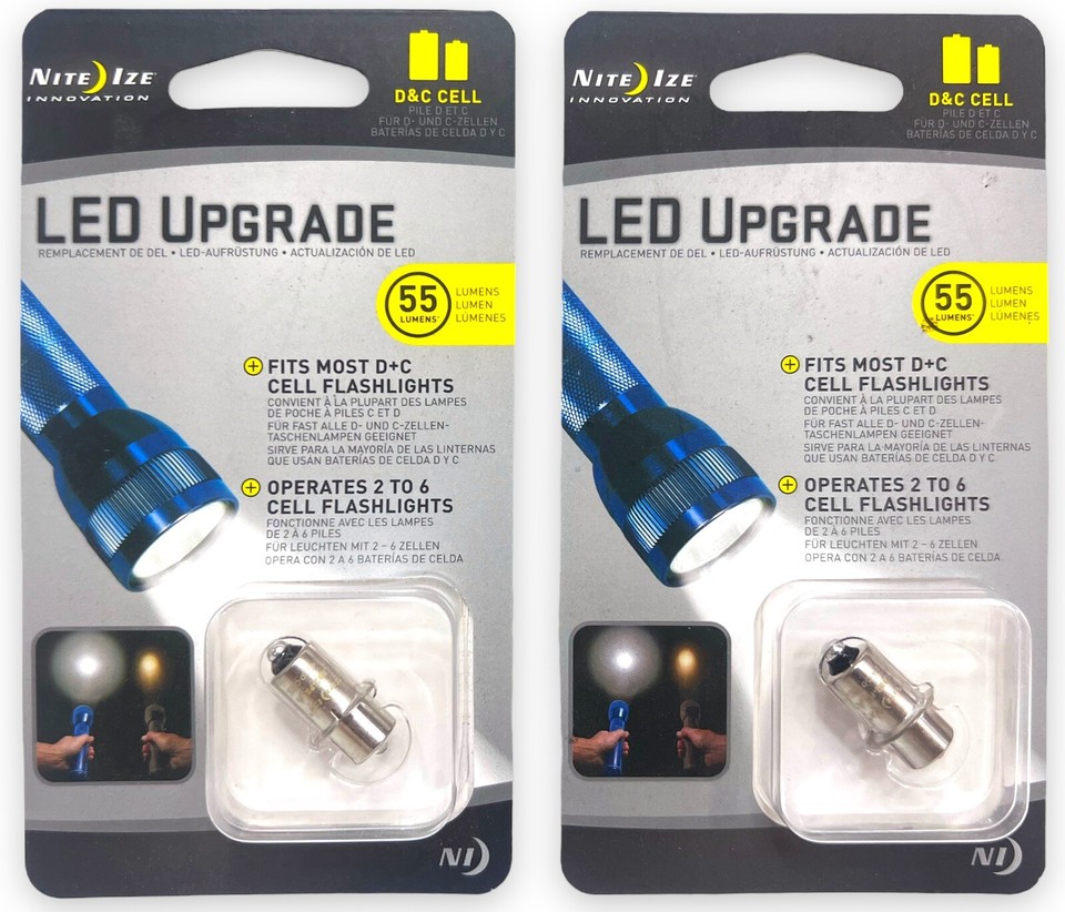 2 Maglite 1992 Flashlight 3D Cell Battery Black + Bonus 2 LED Upgrade ...