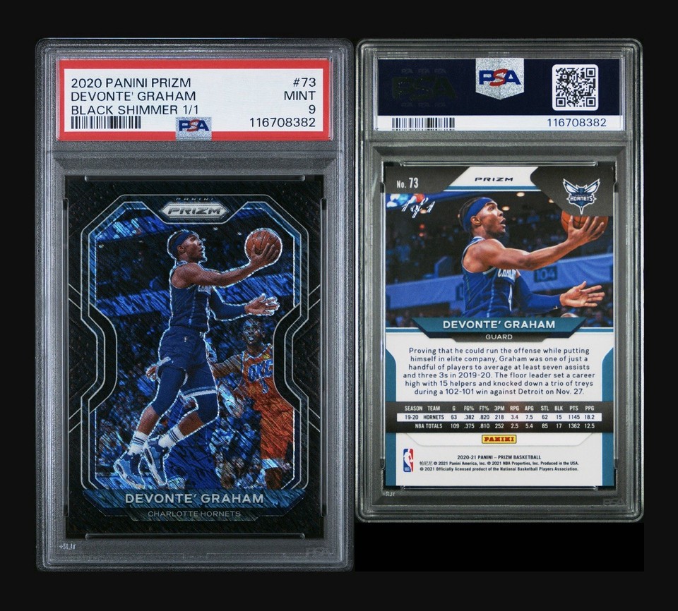 2020-21 PANINI PRIZM #73 DEVONTE' GRAHAM BLACK SHIMMER 1/1 PSA 9 ...