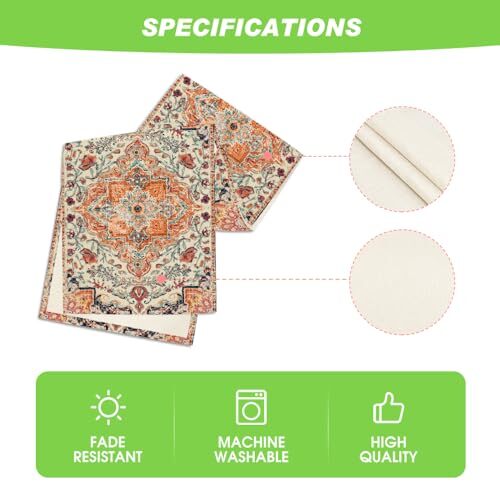 Boho Bohemia Style Orange Table Runner, 13" x 60", Table Runner Boho ...