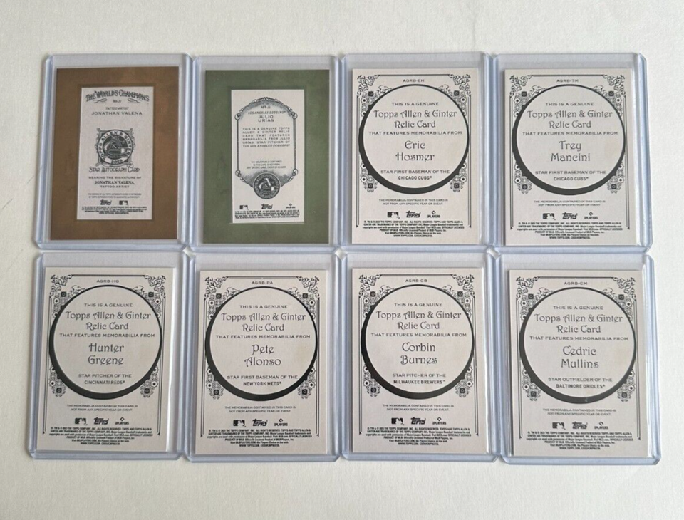 2023 Topps Allen & Ginter Relic & Auto Cards (Lot of 8) see description ...