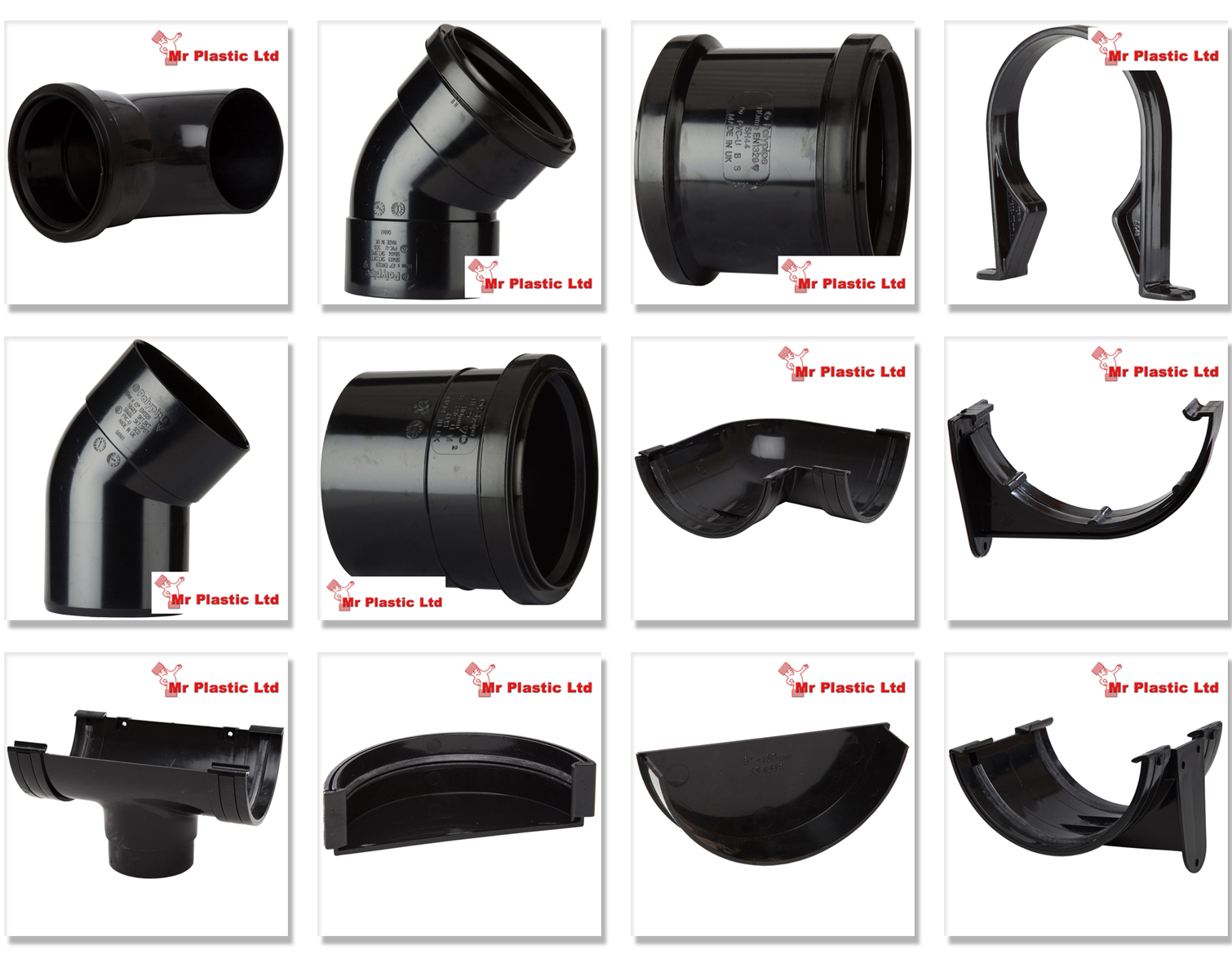 Polypipe 150mm Large Half Round Gutter & 110mm Round Down Pipe Fittings ...