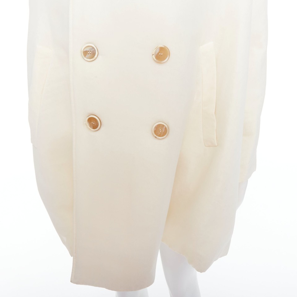 JOHN ROCHA cream padded beige horn buttons DB long coat UK38 M | eBay