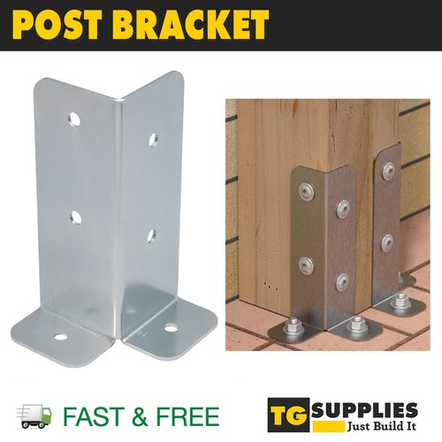 Galvanised Bolt Down Post Support Corner Angle Bracket Fence Foot Base ...