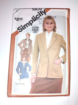 1981 SIMPLICITY Pattern 5202 Misses' Lined Blazer Fuss Free Fit Size 12 ...