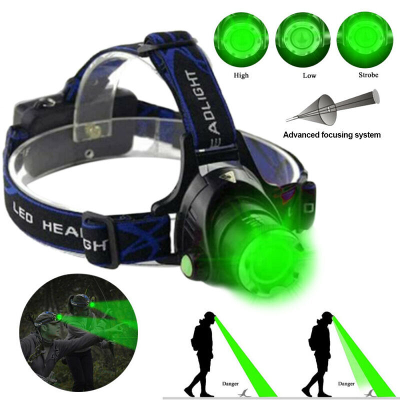Super Bright LED Headlamp Headlight Green Light Hunting Head Torch ...