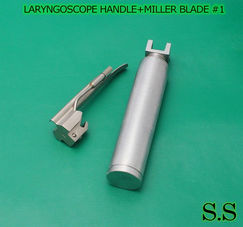 LARYNGOSCOPE MEDIUM HANDLE+MILLER BLADE #1 ENT INTUBATION ANESTHESIA ...