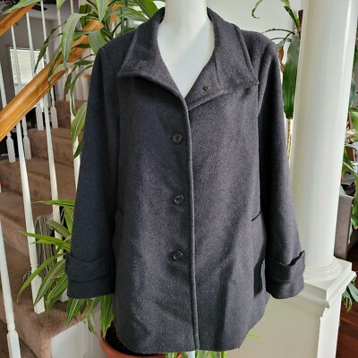 LRL Lauren Ralph Lauren Reefer Coat A-Line Wool Blend Charcoal Size XL ...