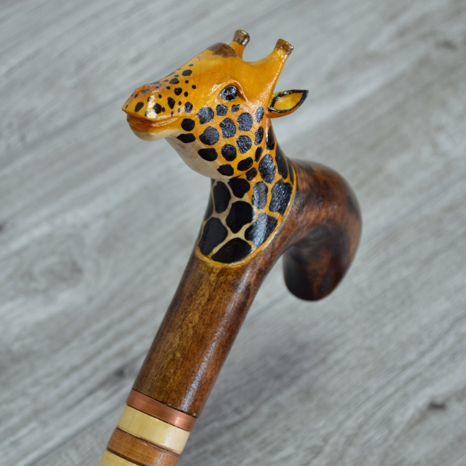 Cane Walking Stick Wooden carved Handmade - Giraffe | eBay