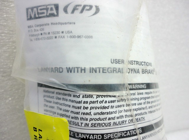 MSA Lanyard 501222 With Integral Dyna Brake Shock Absorber 6ft - for ...