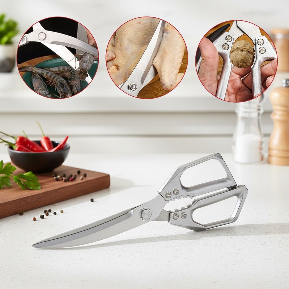 Stainless Steel Kitchen Shears Heavy Duty Scissors for Meat Fish Bones ...