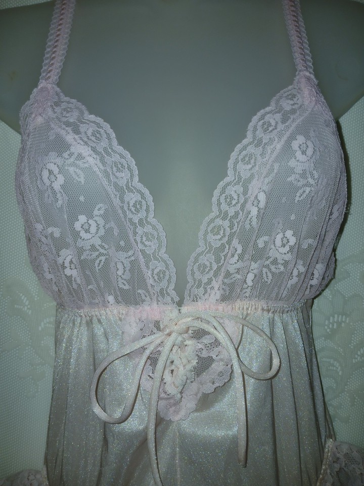 Vintage 80s Nan Flowe Pink Nylon Floral Lace Hi-Cut Teddy Snap Crotch ...