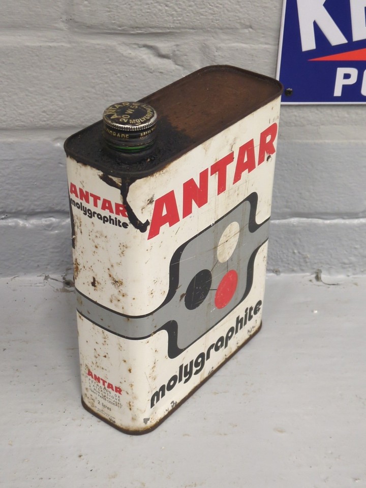 Vintage French Antar Molygraphite Oil Can / Tin 2 Litres Used Empty ...