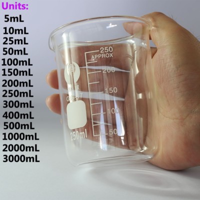 5ML~~ 5000ML Chemistry Laboratory Glass Beaker Borosilicate Measuring ...