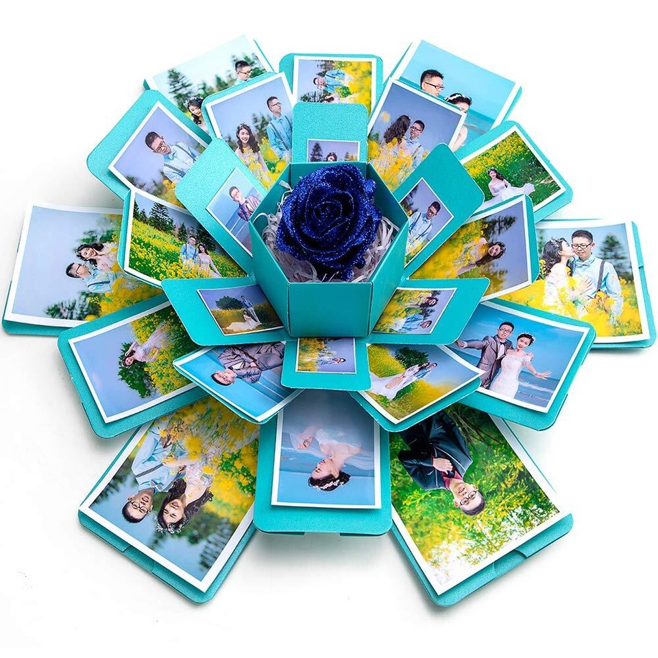 Creative Explosion Box Gift Box Scrapbook DIY Photo Album Upgrade Blue ...