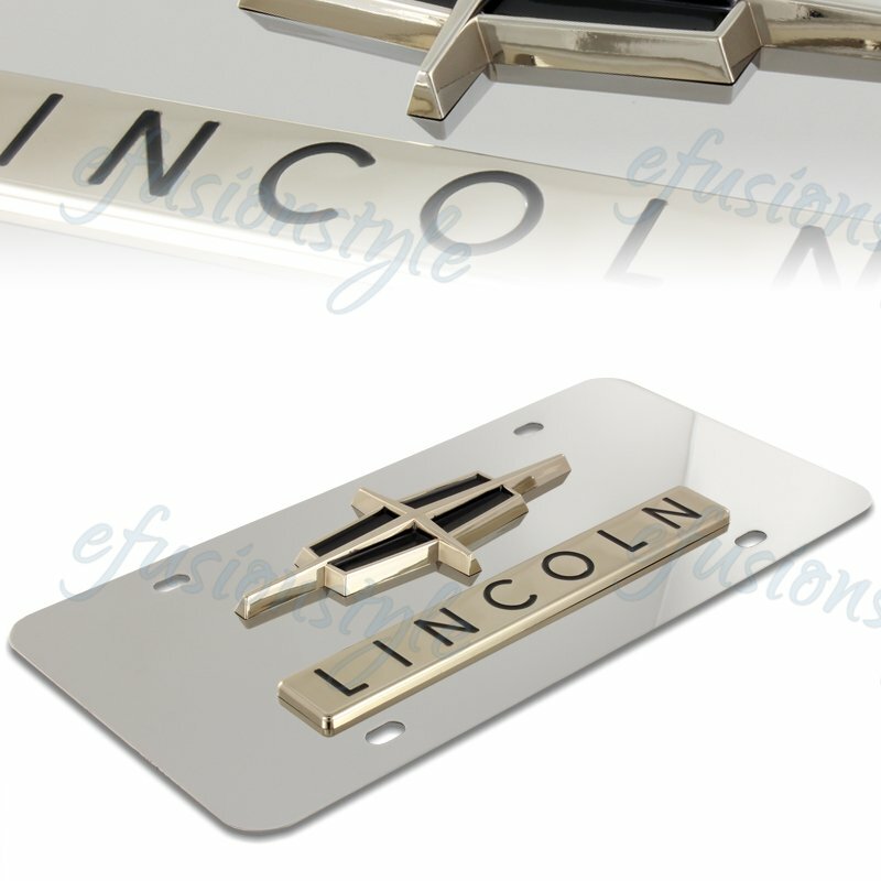 AUTHENTIC 3D Lincoln Logo Front Mirror Stainless Steel License Plate ...