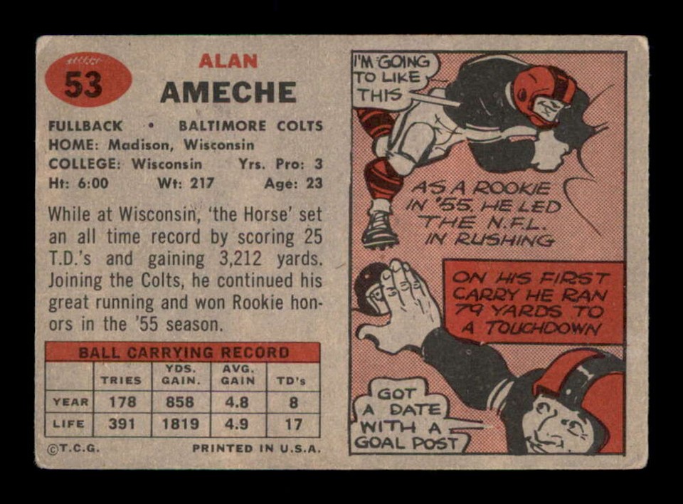 1957 Topps #53 Alan Ameche VGEX X3012369 | eBay