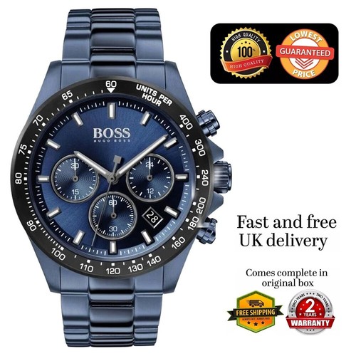 NEW HUGO BOSS 1513758 Hugo Boss Relo MEN'S STAINLESS BLUE STRAP & BLUE ...