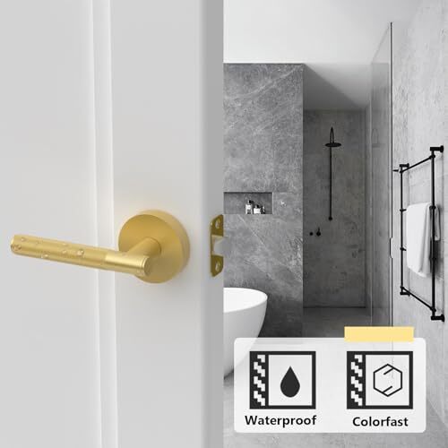 3 Pack Brushed Gold Interior Privacy knurled Door Handles, Heavy Duty Interio... | eBay