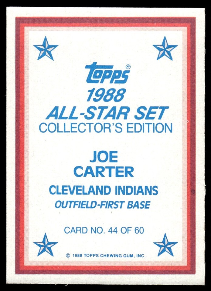 1988 Topps Glossy Send-Ins Joe Carter Cleveland Indians #44 | eBay