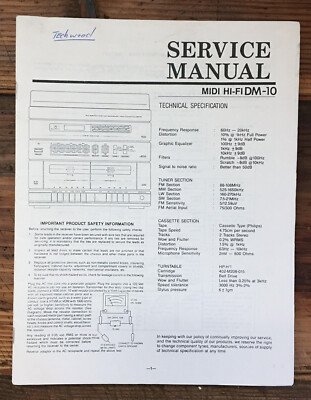 Techwood MIDI HI-FI DM-10 Stereo Service Manual *Original* | eBay