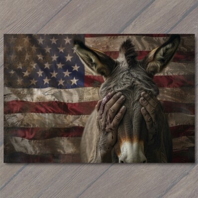 POSTCARD Donkey Headache Disgust Sad Cry America USA Republican ...